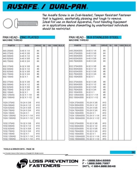Avsafe - Loss Prevention Fasteners