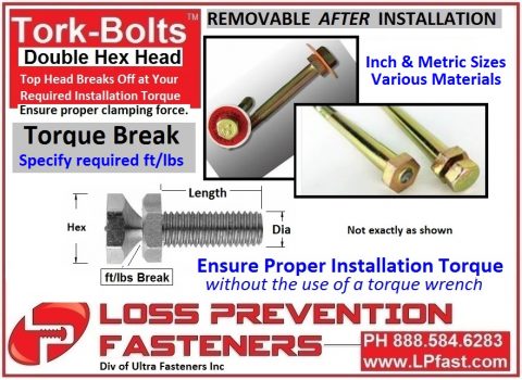 Tork-Bolts® - Loss Prevention Fasteners