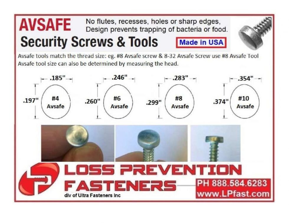 Avsafe Security Screws & Tools | Loss Prevention Fasteners