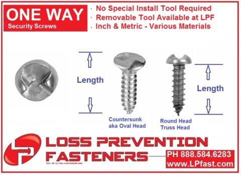 One-Way® Self Tapping Screws | One Way Security Lag Bolts