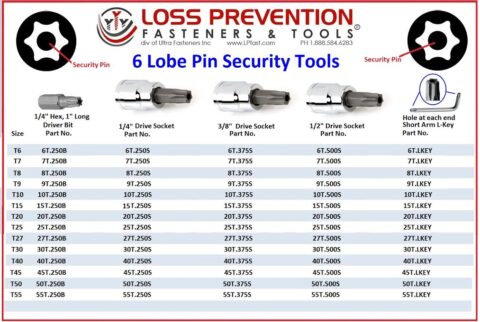 6 Lobe Pin - Loss Prevention Fasteners