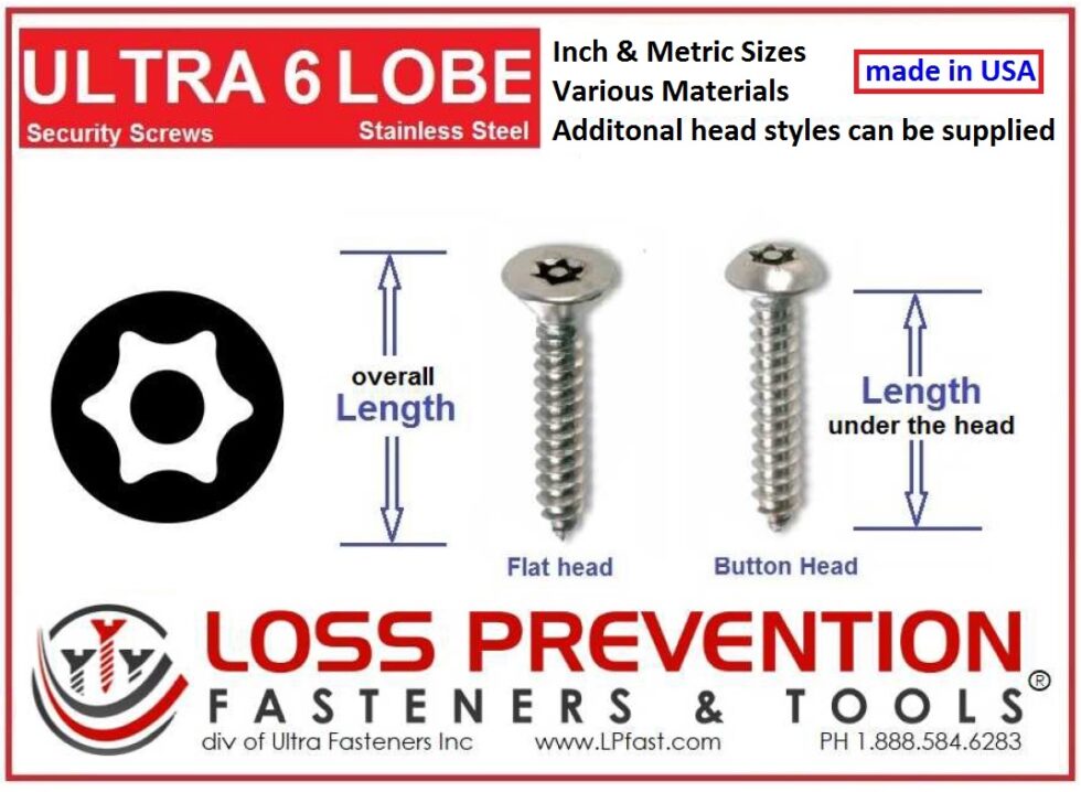 Torx-Pin® (6 Lobe) - Loss Prevention Fasteners