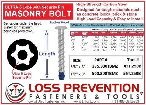 Screws - Masonry - Loss Prevention Fasteners