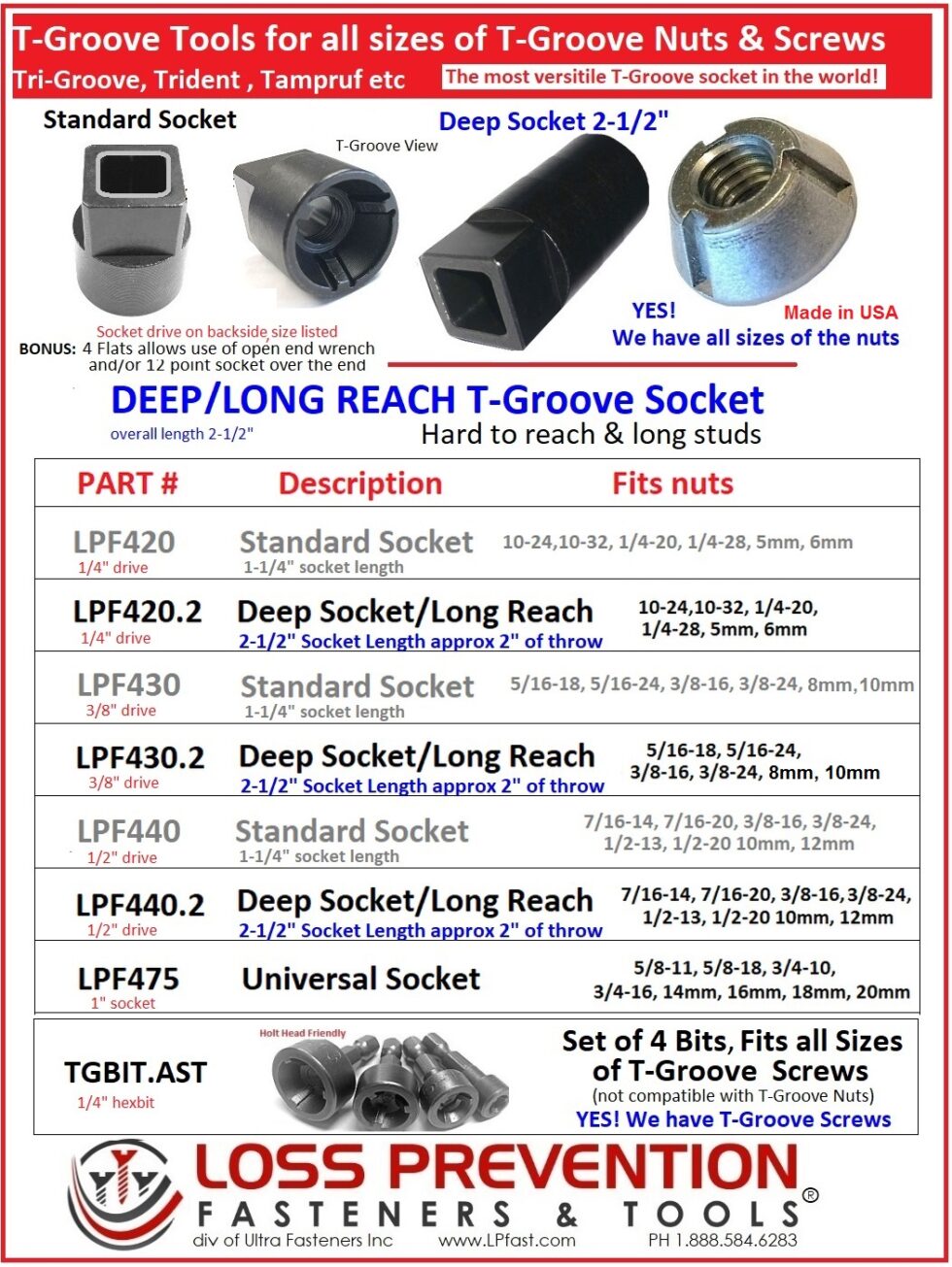 T-Groove® Tamper Proof Bolts - Loss Prevention Fasteners